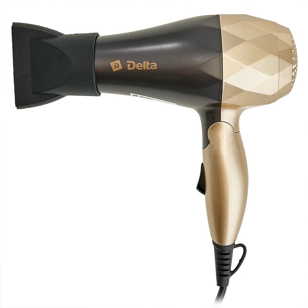 Фен Delta DL-0909 электрический, складная ручка, коричневый с золотым