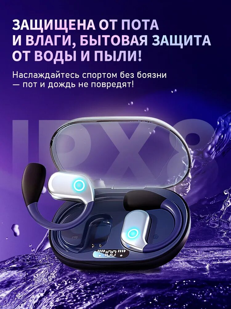 Наушники с реальным временем перевода ИИ для 137 языков, Bluetooth 5.4, за ухом, черный — фото 1