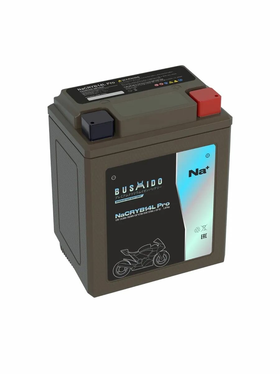 Аккумулятор BUSHIDO NaCRYB14L pro 12V 13.5Ач обр. пол.