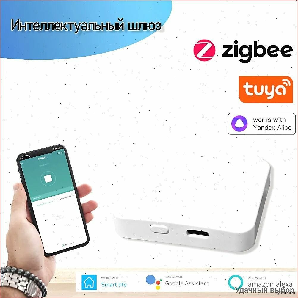 Tuya Zigbee3.0 gateway hub, мультипротокольный центр управления шлюзом для умного дома, Zigbee/Bluetooth, сотрудничество с Яндексом, Alexa, Google