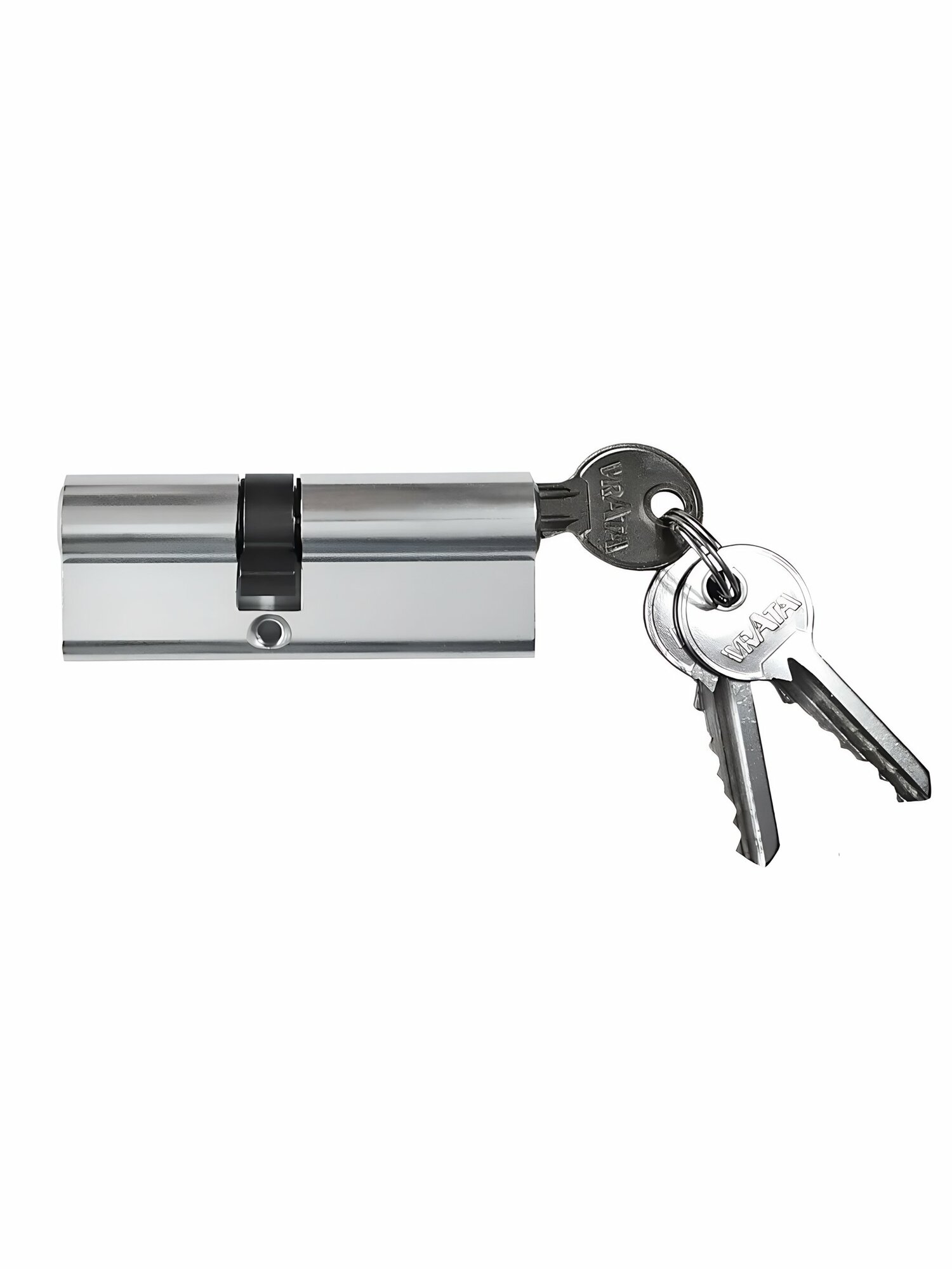 Личинка замка двери Vrata, ЦМ 80(35/45), 208216, 80 мм, хром, алюминий, 3 ключа