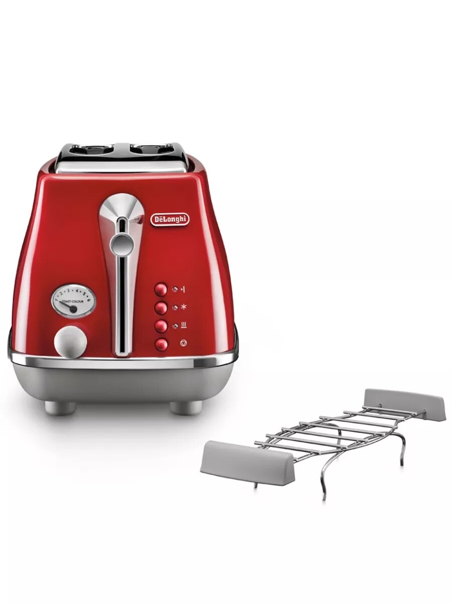 Тостер DeLonghi , красный, 900Вт, двухслотовый, механическое управление — фото 1