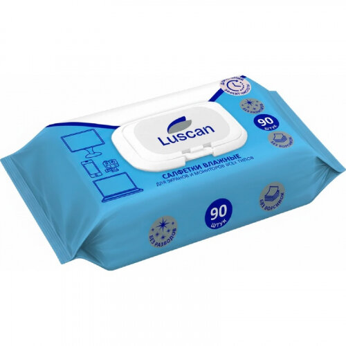 Салфетки влажные для чистки экранов Attache Selection с клапаном (90 штук в упаковке)