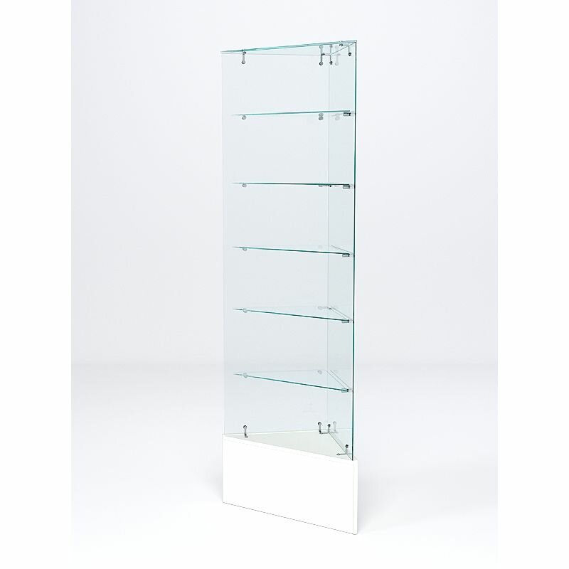 Витрина стеклянная "истра" угловая №609-У трехгранная (без дверок, бока - стекло), Белый