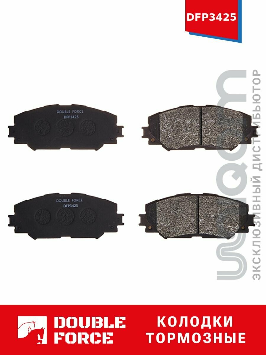 Колодки тормозные передние Pontiac VIBE 2008-10 / TOYOTA ALLION 2007 -, AURIS 2006-18, COROLLA 2000 -, ESQUIRE 2014-21, ist 2007-16, NOAH 2007-21, Premio 2001 -, RAV4 2005-14 Double Force DFP3425