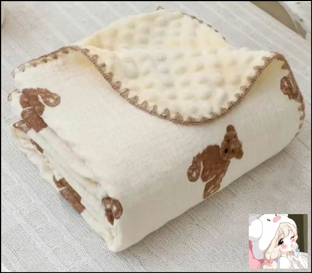 Плед двусторонний , Хлопок, 100 см х 100 см