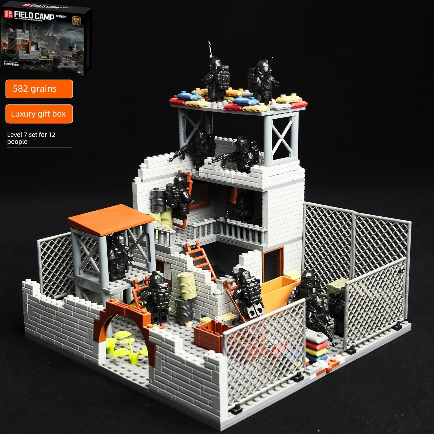 Совместимый с LEGO набор тыловой базы подземного бегства с 12 фигурами и 24 оружием