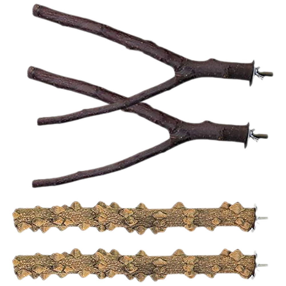 Набор из 4 деревянных стоек-перекладин для птиц, аксессуар для клеток и отдыха