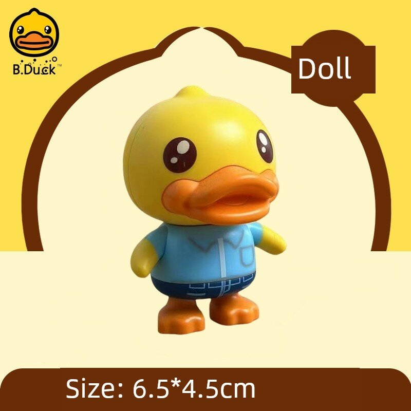 B.Duck Обучающая игрушка для детей: Синяя утка в рабочем костюме с большими пластиковыми деталями, 7 см