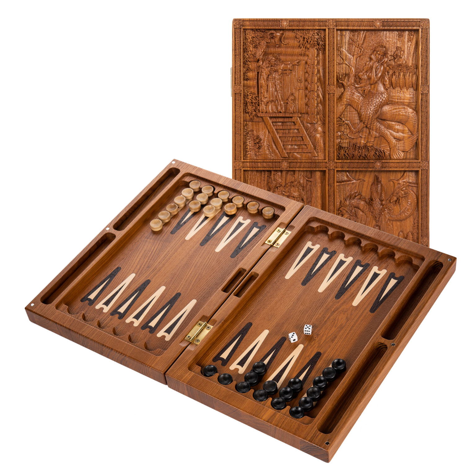 0059671/60-24 нарды из массива мореного ясеня "былинные" дорожные 36*46см