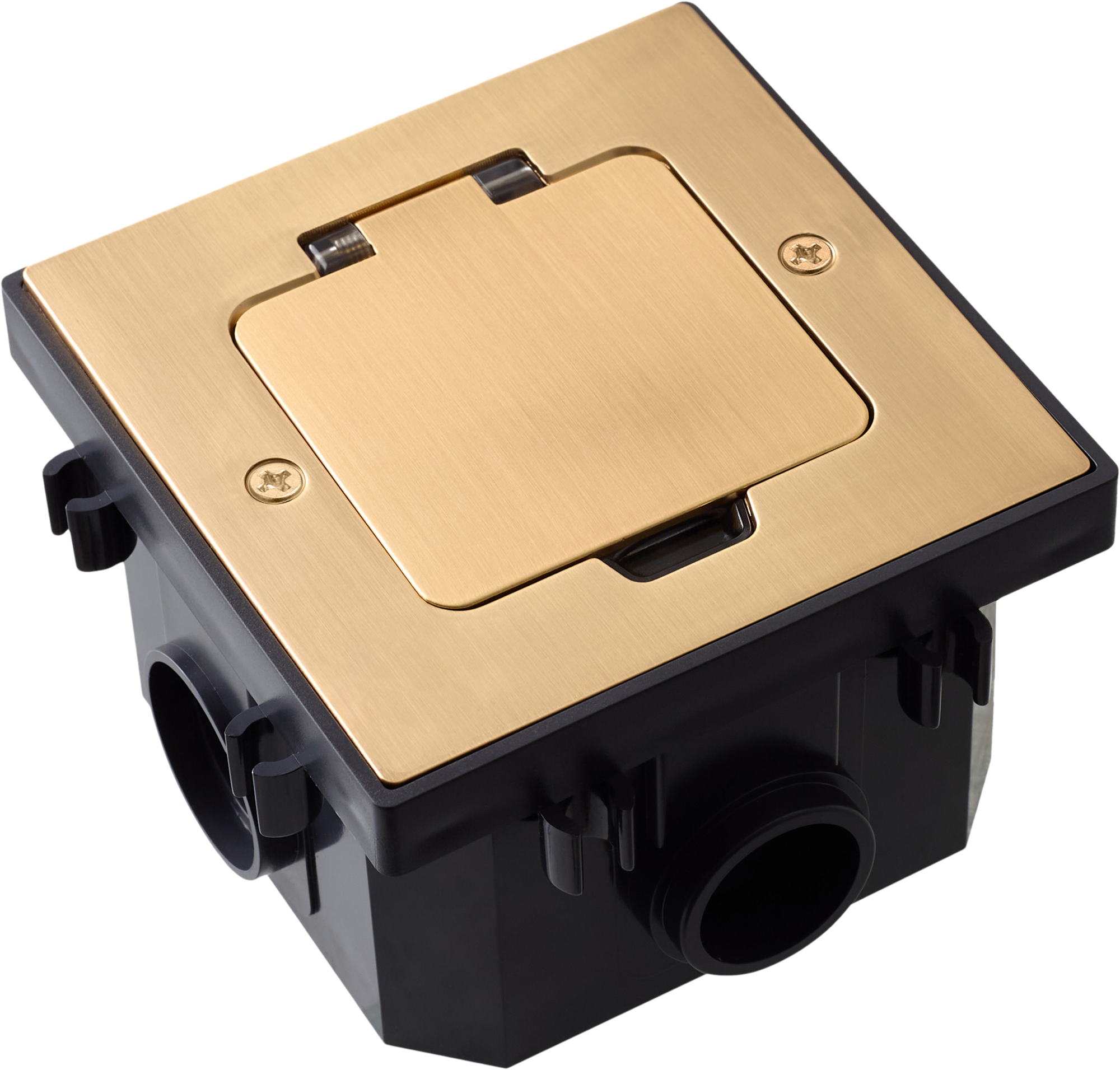 Лючок для установки 1 модуля 45х45мм, IP44, квадратный, с квадратной крышкой, цвет золото, Donel