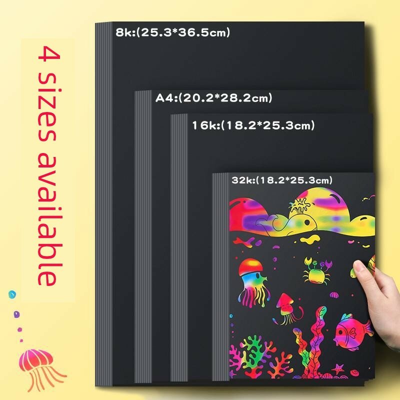 Набор бумаги 8K для рисования, 10 листов с 1 деревянной ручкой, образовательный творческий набор