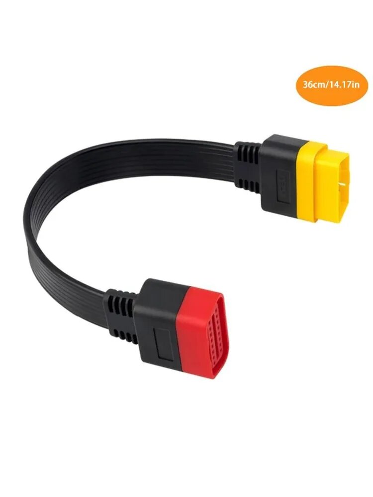 Удлинитель OBD2, 36см/14.17 дюймов, нейлоновый, красный/желтый