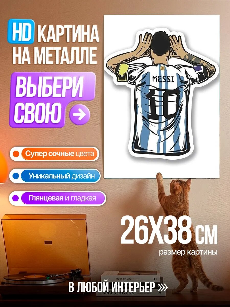 Картина на HD металле Месси номер 10