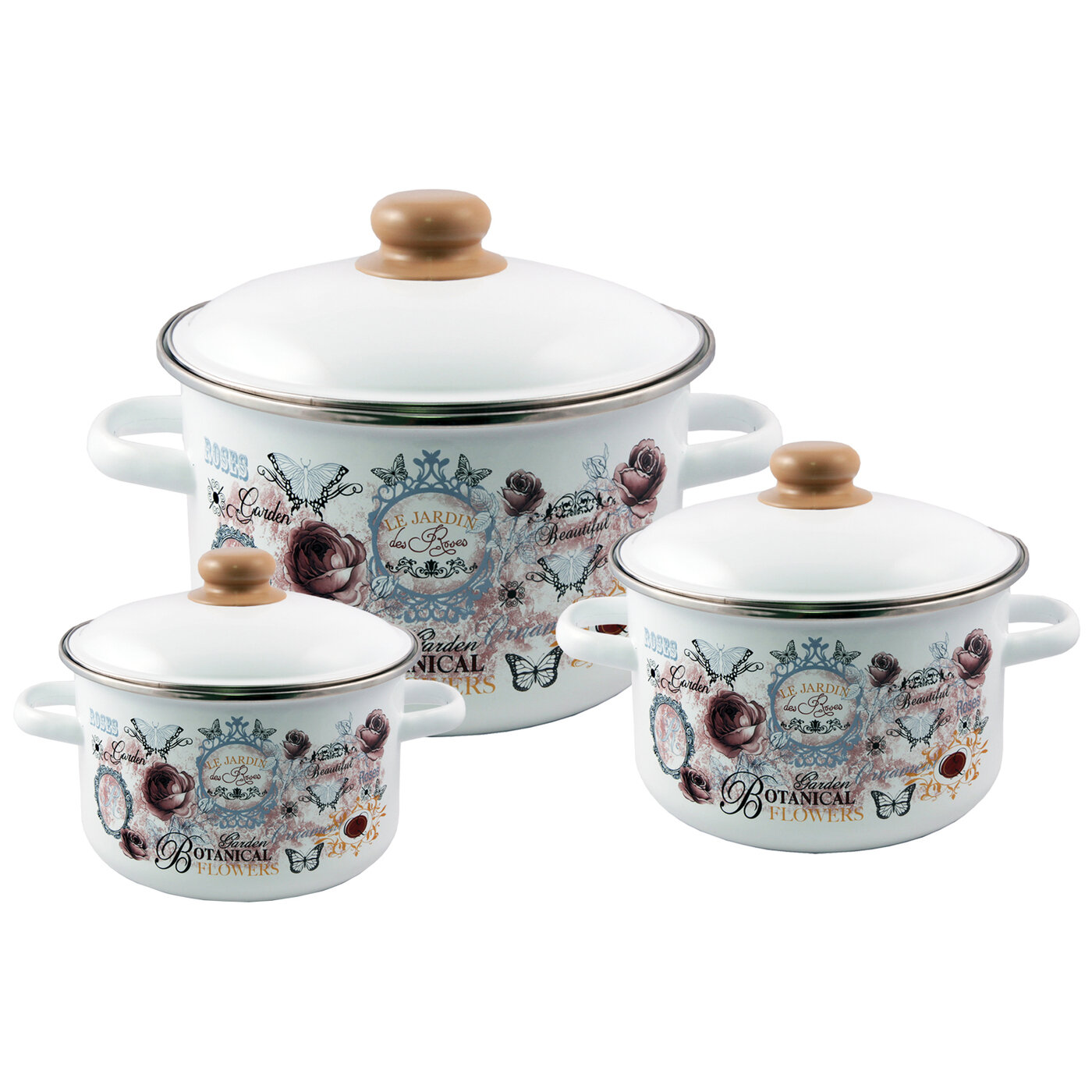 Appetite Кастрюля, Эмалированная сталь, 2 л, 3 л, 5,5 л, 3 шт