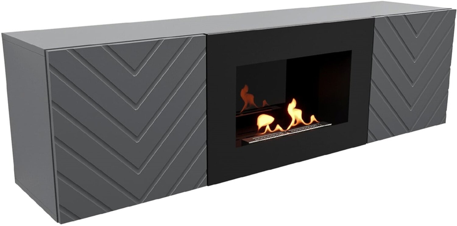 Биокамин Firelight BFP/P-1400V, напольный, пристенный, МДФ, серый, графит