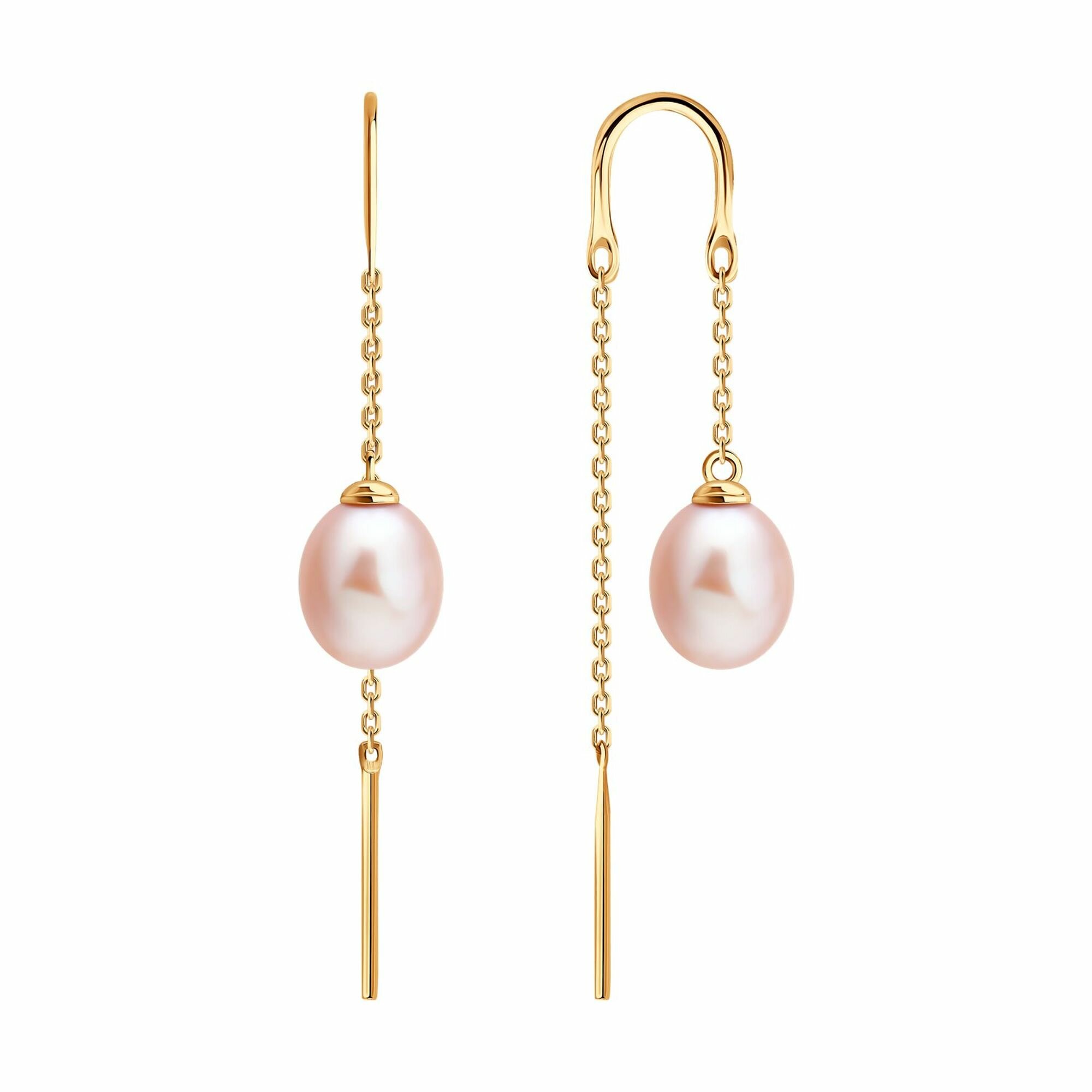 Серьги, красное золото, 585 проба, жемчуг