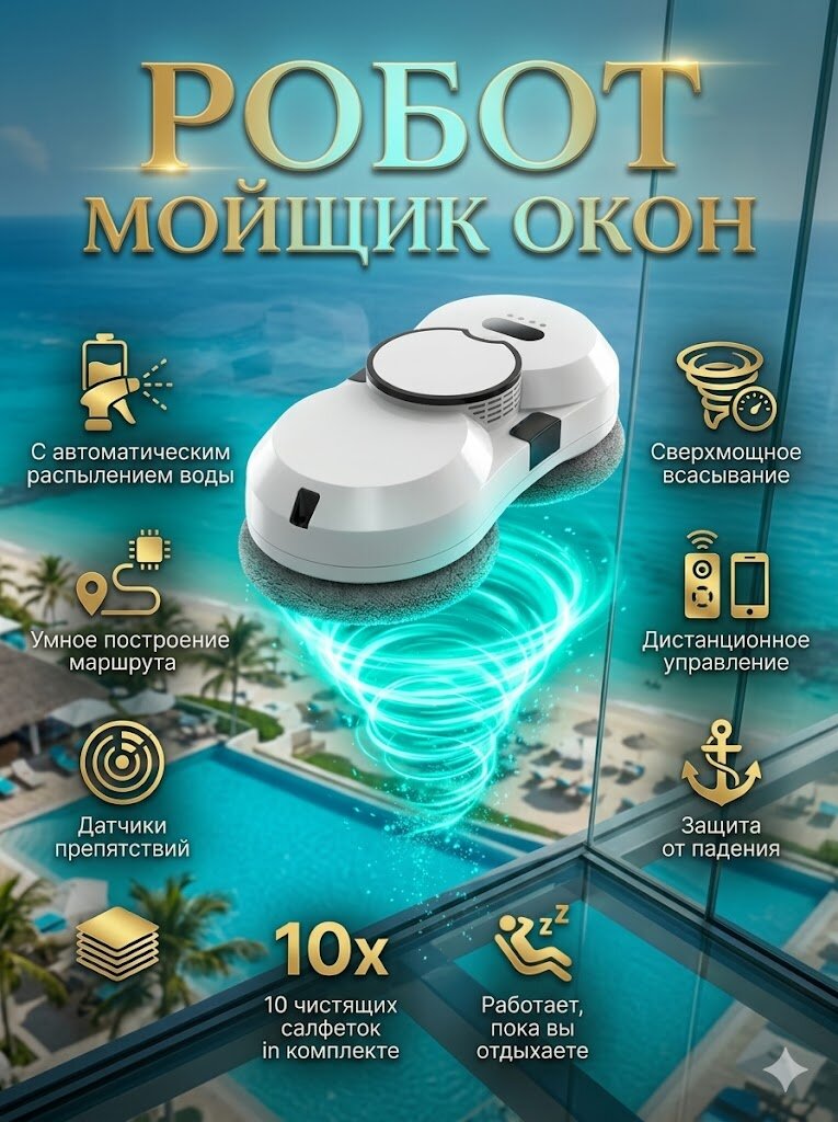 Робот мойщик окон с распылением; Робот мойщик окон мощный, стеклоочиститель для окон и стекол техника для дома я