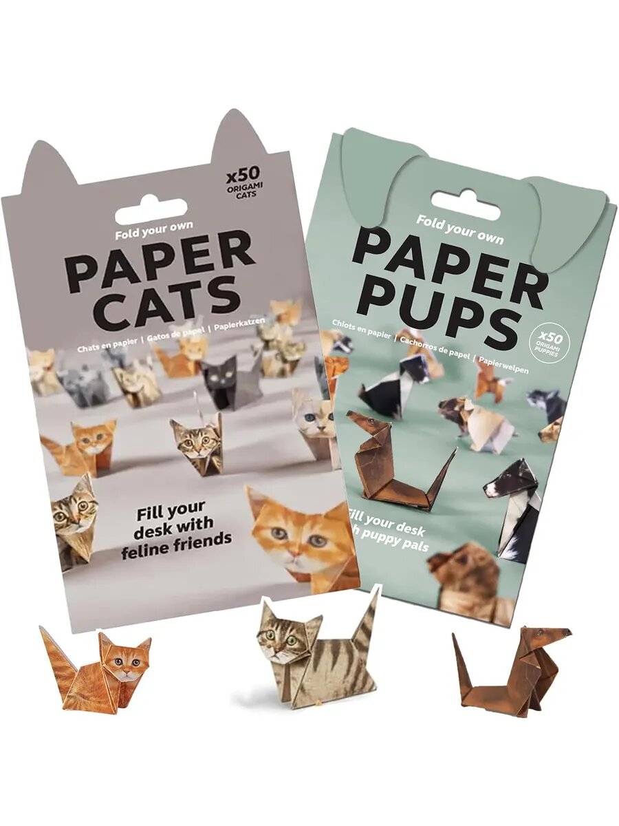 50 подарков-поделок из бумаги в виде кошек, сделанных вручну