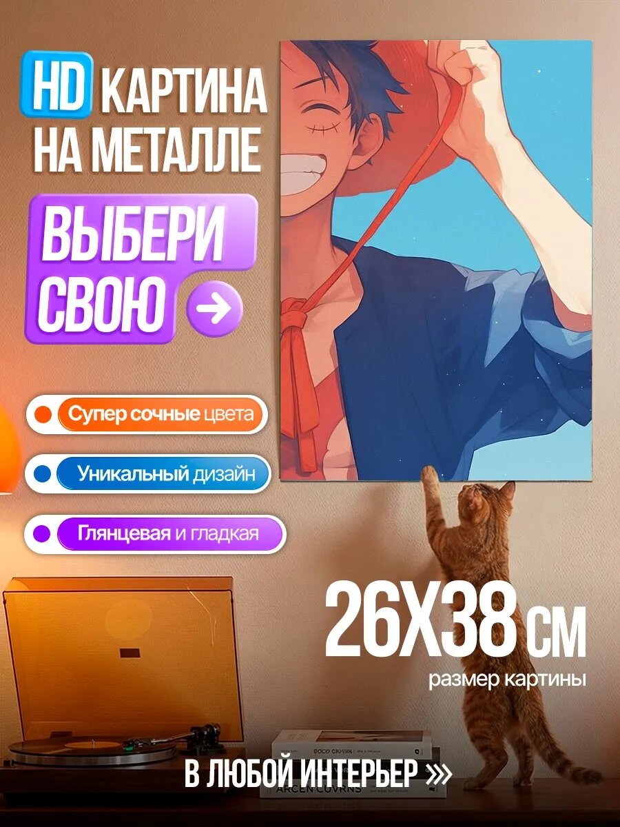 Картина на HD металле Монки Д. Луффи в шляпе
