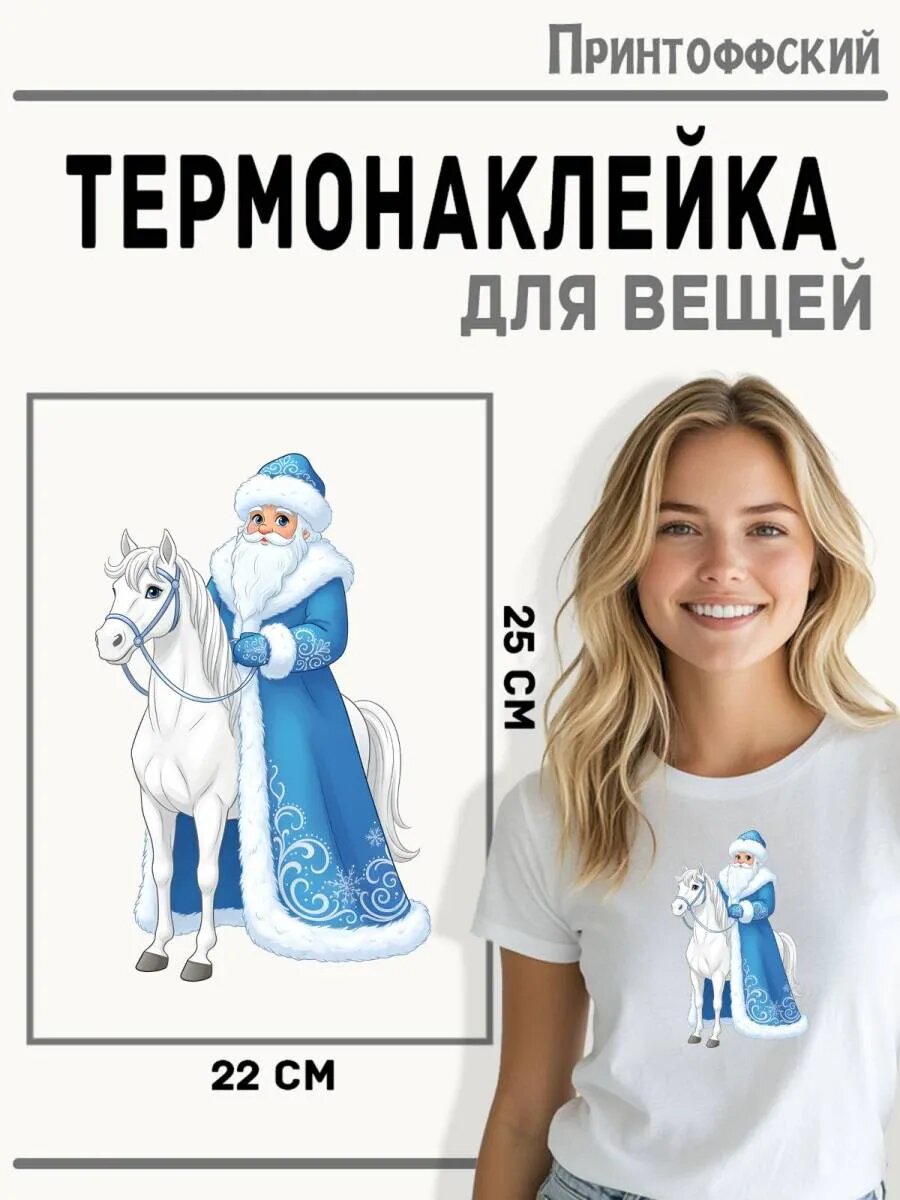 Термонаклейка для одежды и аксессуаров DTF-печать Дед Мороз — фото 1