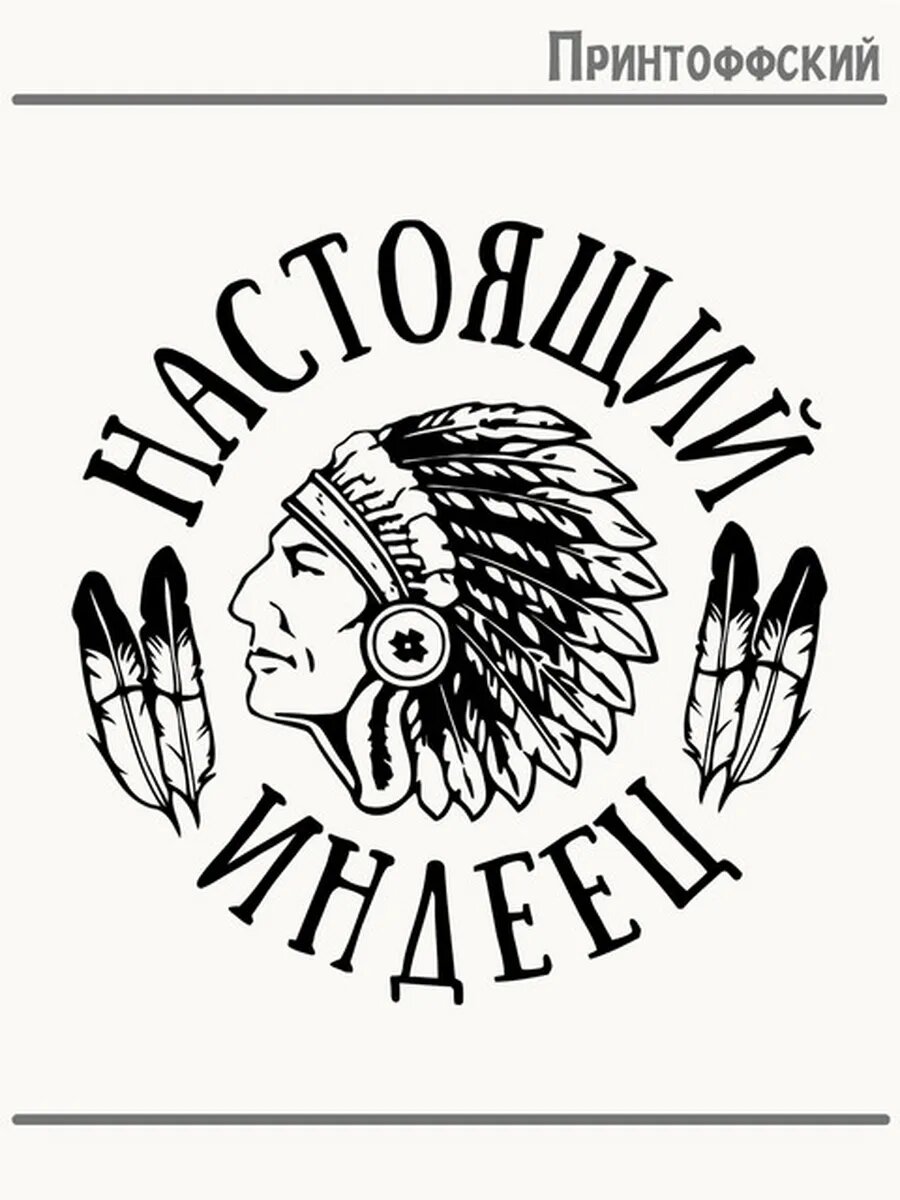 Термонаклейка для одежды и аксессуаров DTF-печать рисунок индеец
