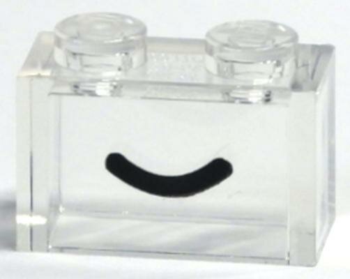 Деталь Lego 3065pb24 Brick 1 x 2 without Bottom Tube with Black Smile Curved Line Pattern