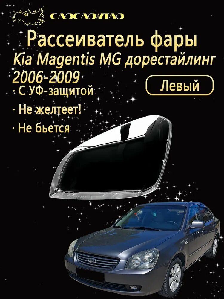 Ремкомплект фары, 1 шт, арт. Рассеиватель фары на Kia Magentis MG дорестайлинг 2006-2009 выбор левый правый комплект поликарбонат с УФ-защитой не желтеет