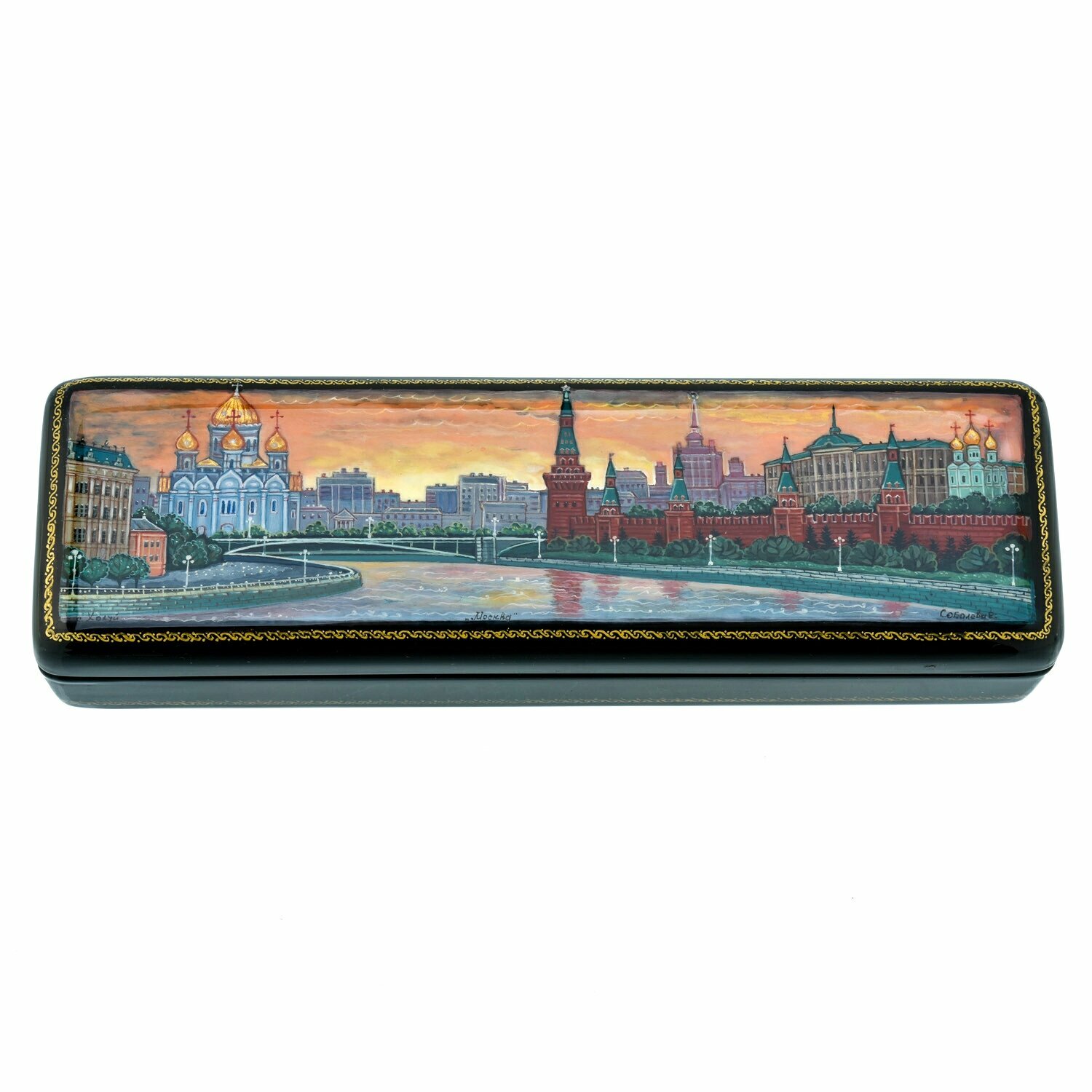 202060/6,365 Шкатулка лаковая миниатюра Холуй "Москва"20*12