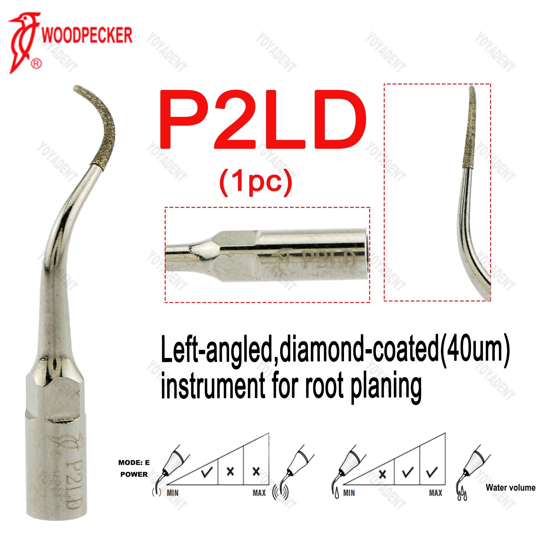 Насадка Woodpecker P2LD для скалера, левая, 40um, 1шт
