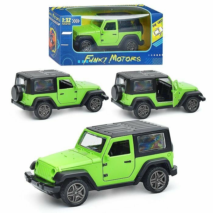 Машина игрушечная Funky Toys Зеленая с черной крышей die-cast, 1:32, открывающиеся двери, инерционный механизм FT1101-54