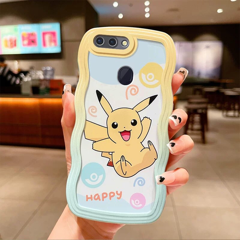 Силиконовый чехол для OPPO R15 Версия Мечты с дизайном Счастливого Пикачу в желтом цвете - Защитный чехол для
