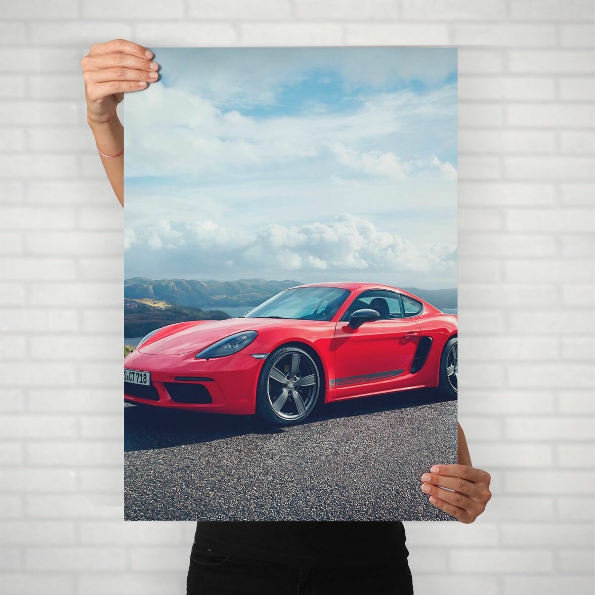 Плакат на стену для интерьера Культовые машины (Porsche Cayman 8) - Постер по легендарным и классическим ретро автомобилям формата А1 (60x84 см)