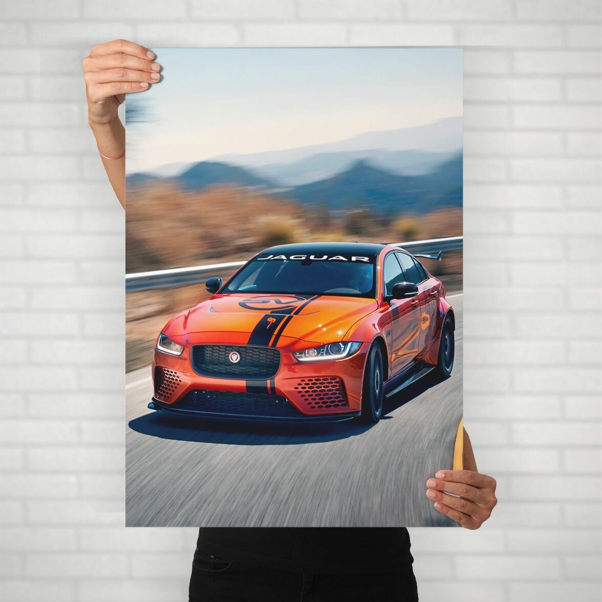 Плакат на стену для интерьера Спорткар (Jaguar XE SV Project 8 5) - Постер по спортивным гоночным машинам автомобилям формата А1 (60x84 см)