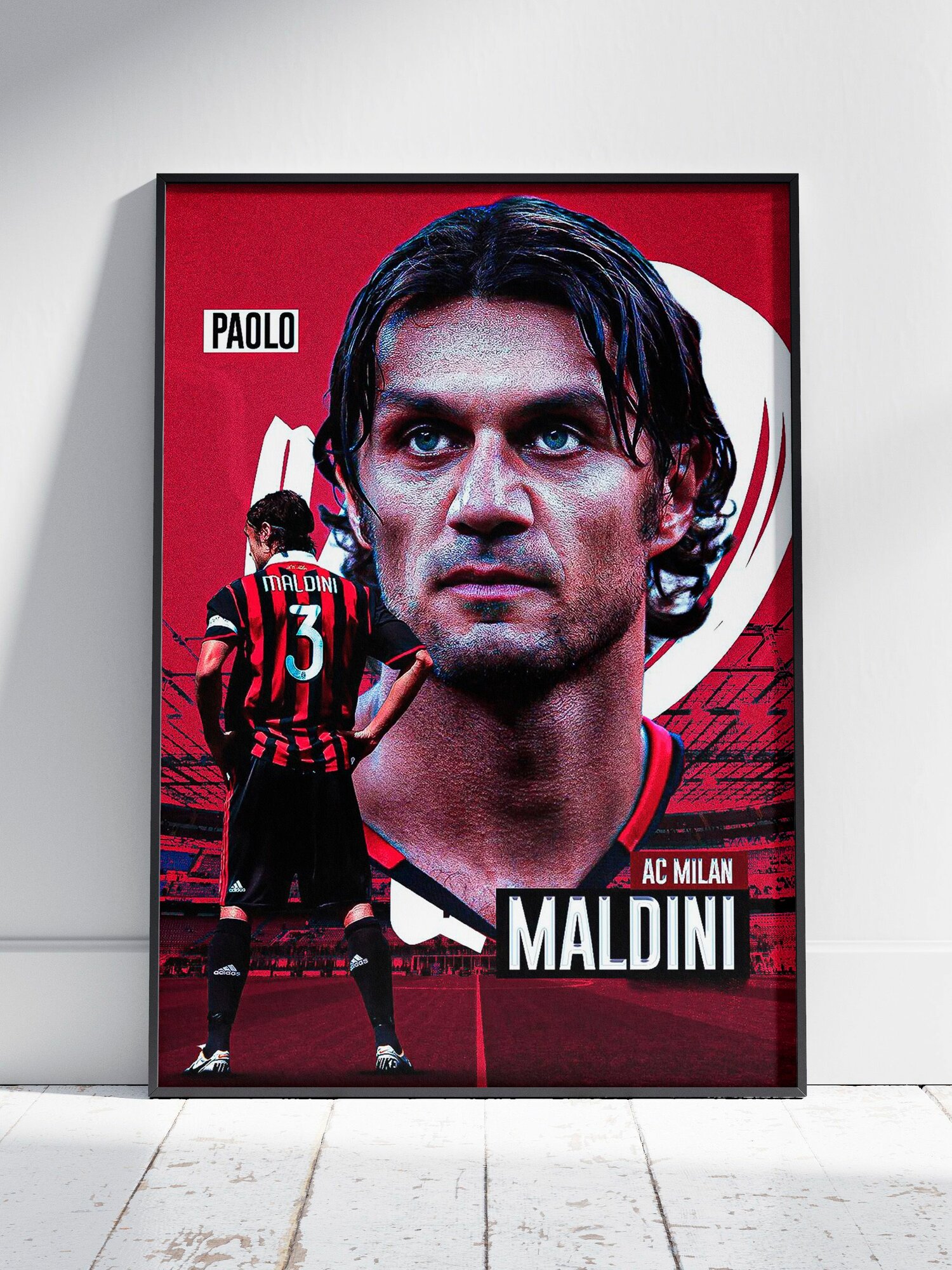 Плакат на стену для интерьера Милан (Паоло Мальдини - Paolo Maldini 8) - Постер по спорту и физической активности формата A4 (21x30 см)