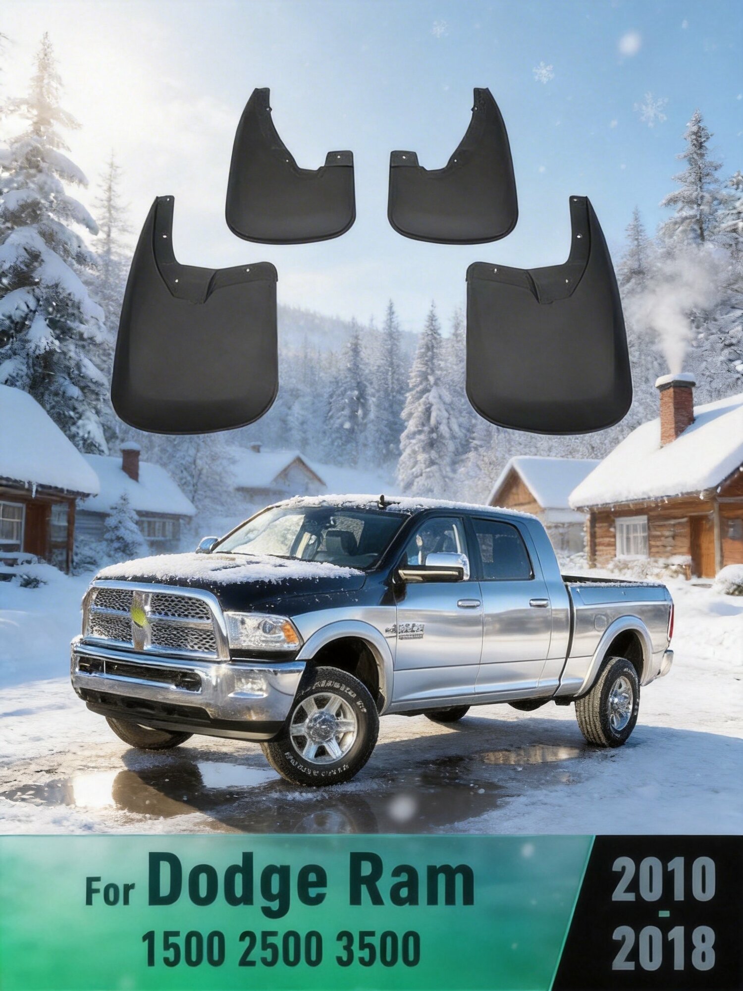 Брызговики передние и задние, комплект 4 шт для Dodge Ram 1500 2500 3500 2010-2018, модельная защита кузова из усовершенствованного АБС с крепежом