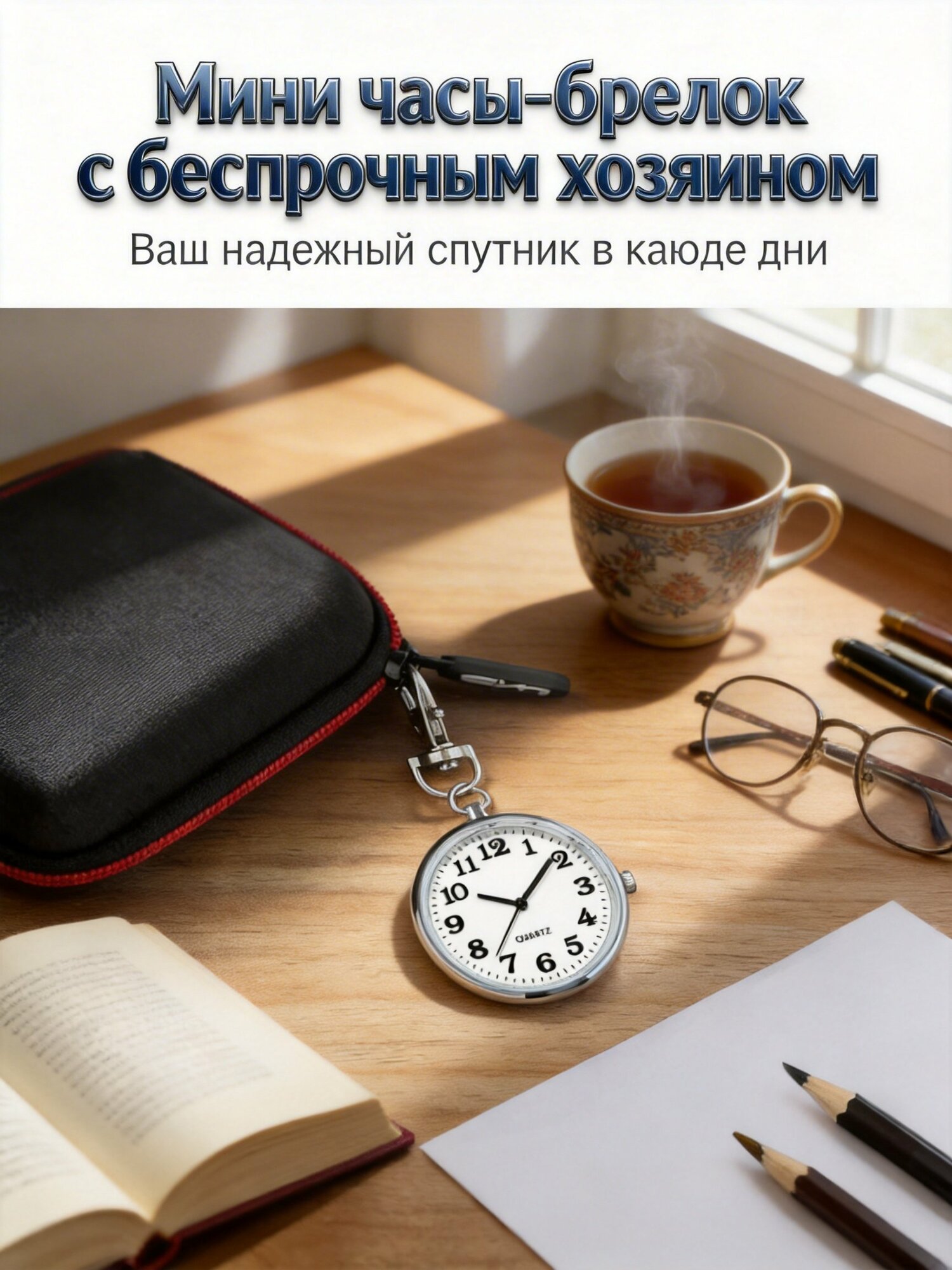 Мини часы-брелок, бесшумный кварцевый электронный механизм и круглый циферблат, компактный металлический портативный аксессуар с булавочной застежкой