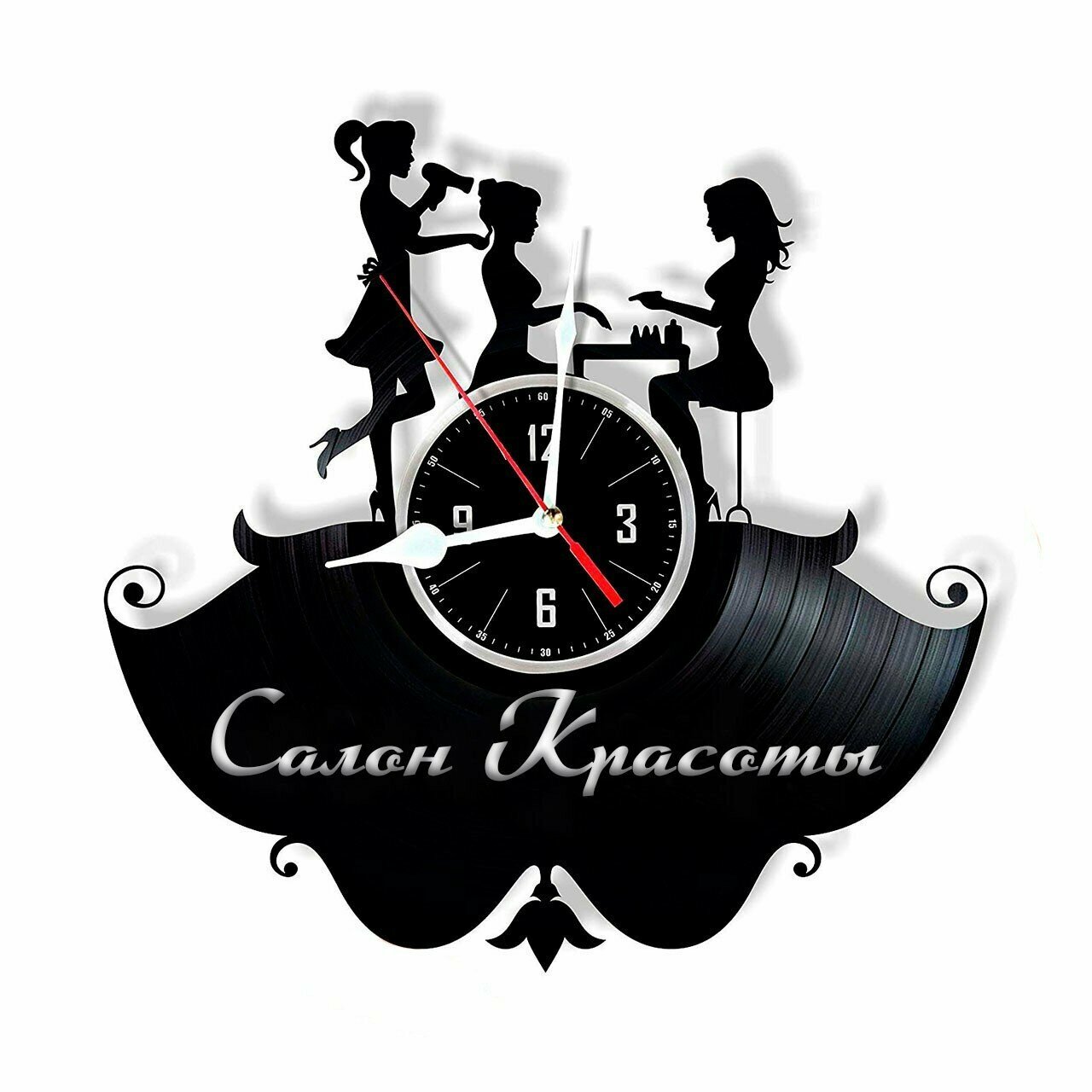 Часы из виниловой пластинки (c) VinylLab Салон Красоты, диаметр 30 см