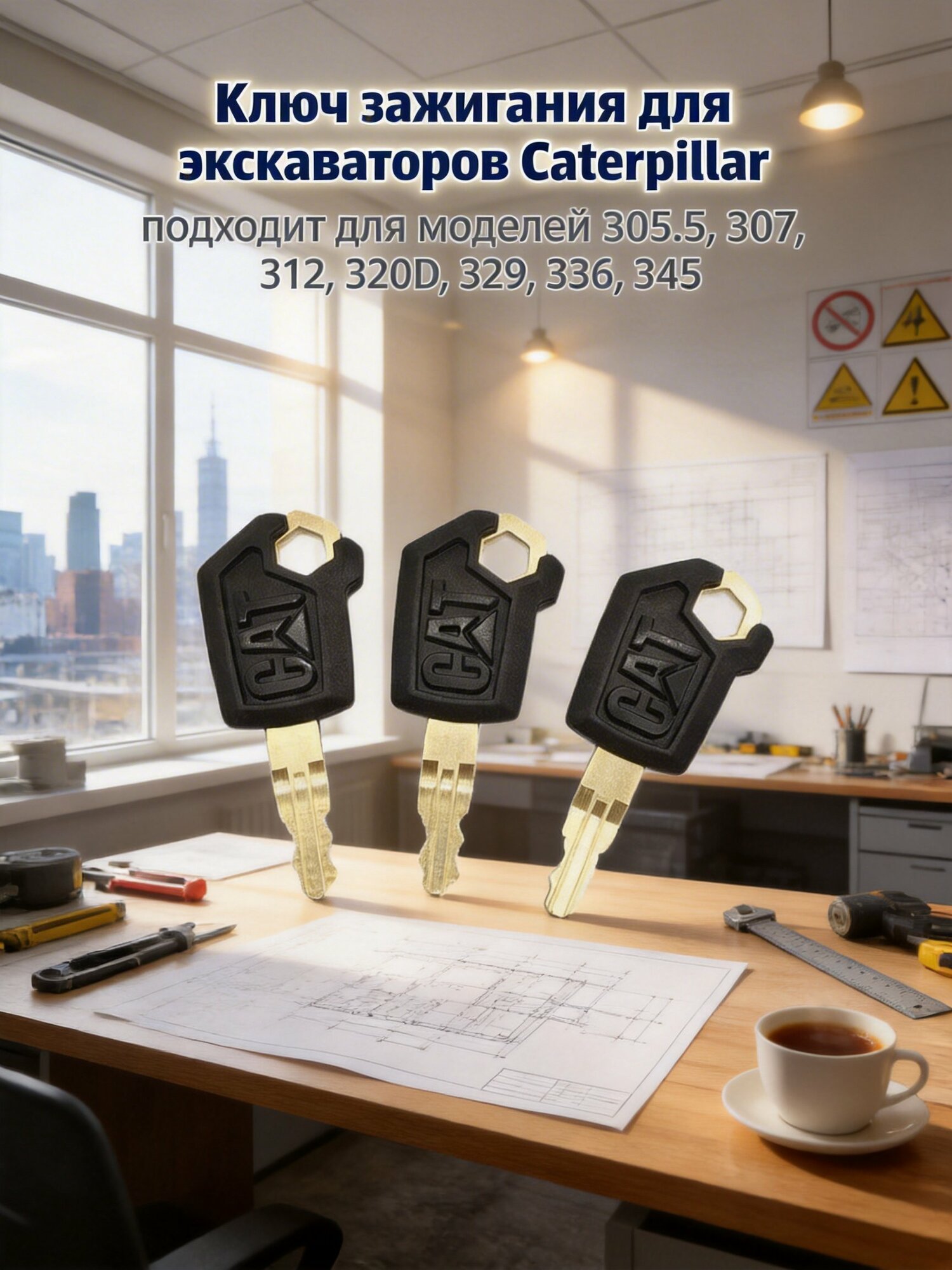 Ключ зажигания Caterpillar — запчасть для спецтехники, замена для бульдозеров экскаваторов погрузчиков и тракторов моделей 305.5 307 312 320D 329 336 345