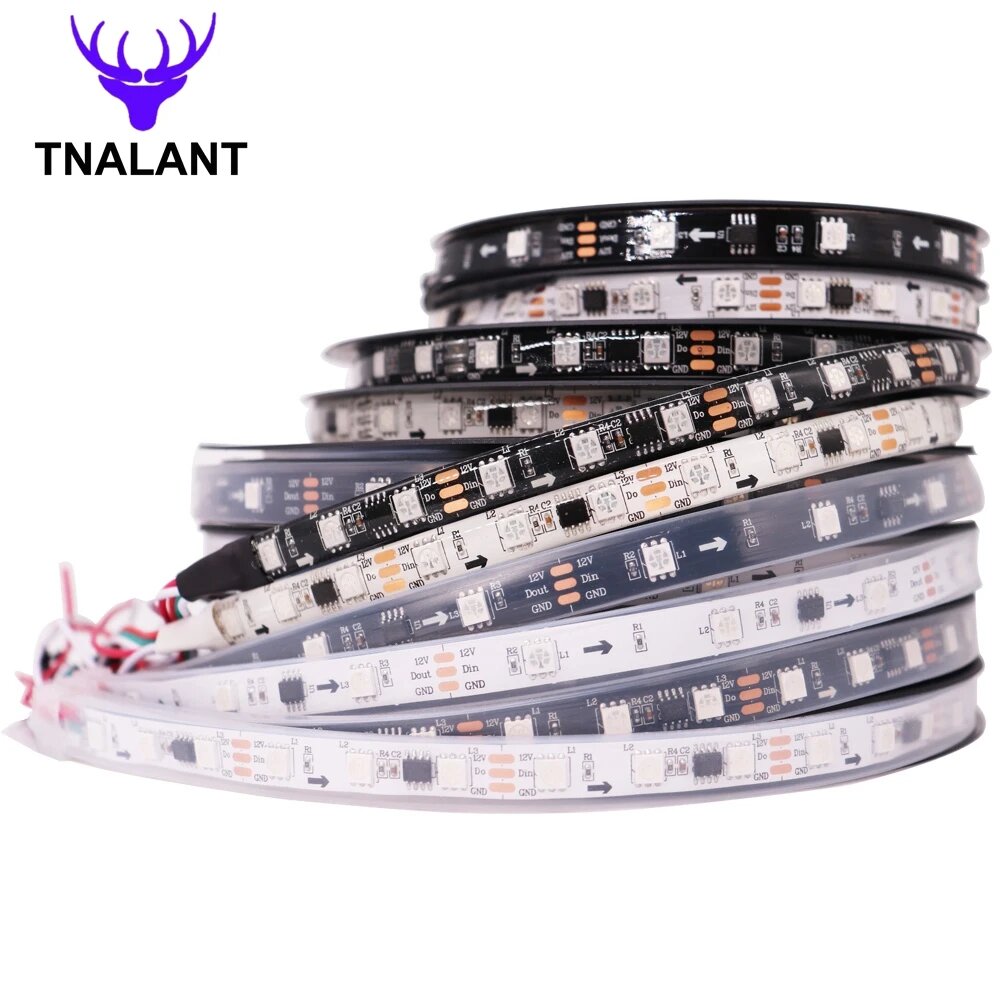 Светодиодная лента WS2811 RGB 12В, 60 LED, White Ordinary, 1M 60 IP30