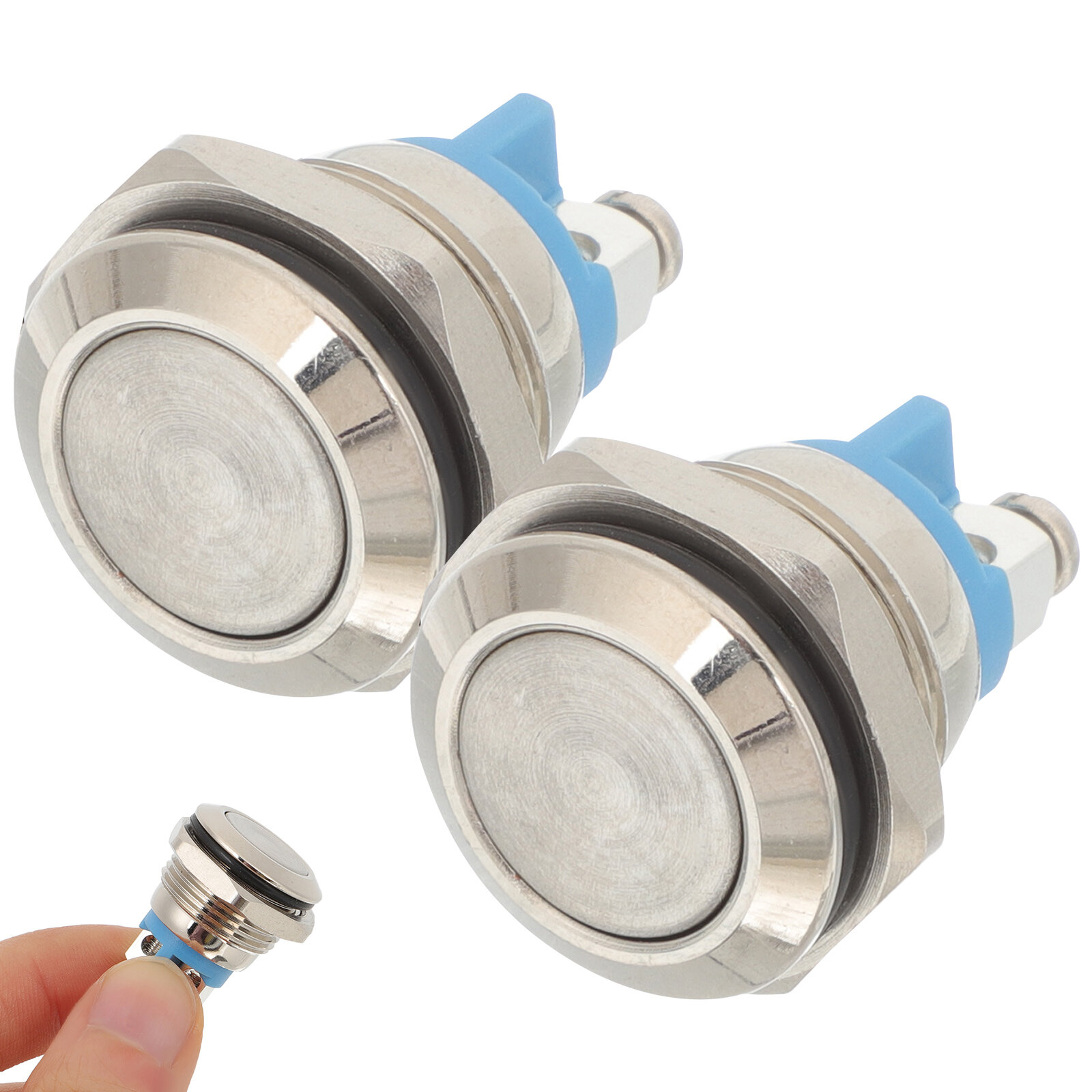 Комплект из 2 светящихся кнопок для дверного звонка, предназначенный для простой установки проводных кнопок и кнопок нажимаемых дверных звонков (никелированная медь + плоская головка + винтовые ножки).