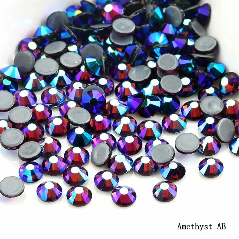 Горячие стразы QIAO разноцветные стеклянные SS6-SS30 1200 шт SS6-SS30 Mix 1200pcs, Amethyst AB