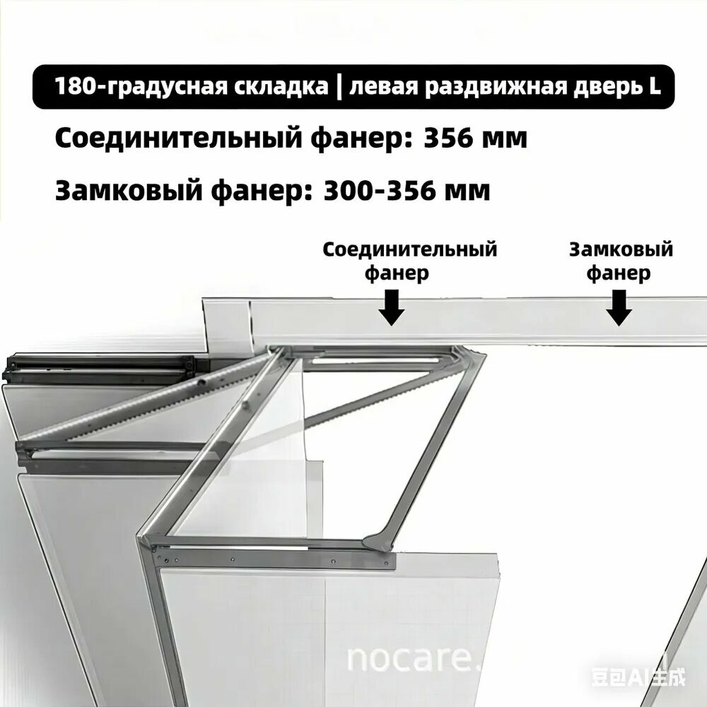 Складная раздвижная система AHANDLE, для левосторонней двери 70 см, с открыванием на 180 градусов.