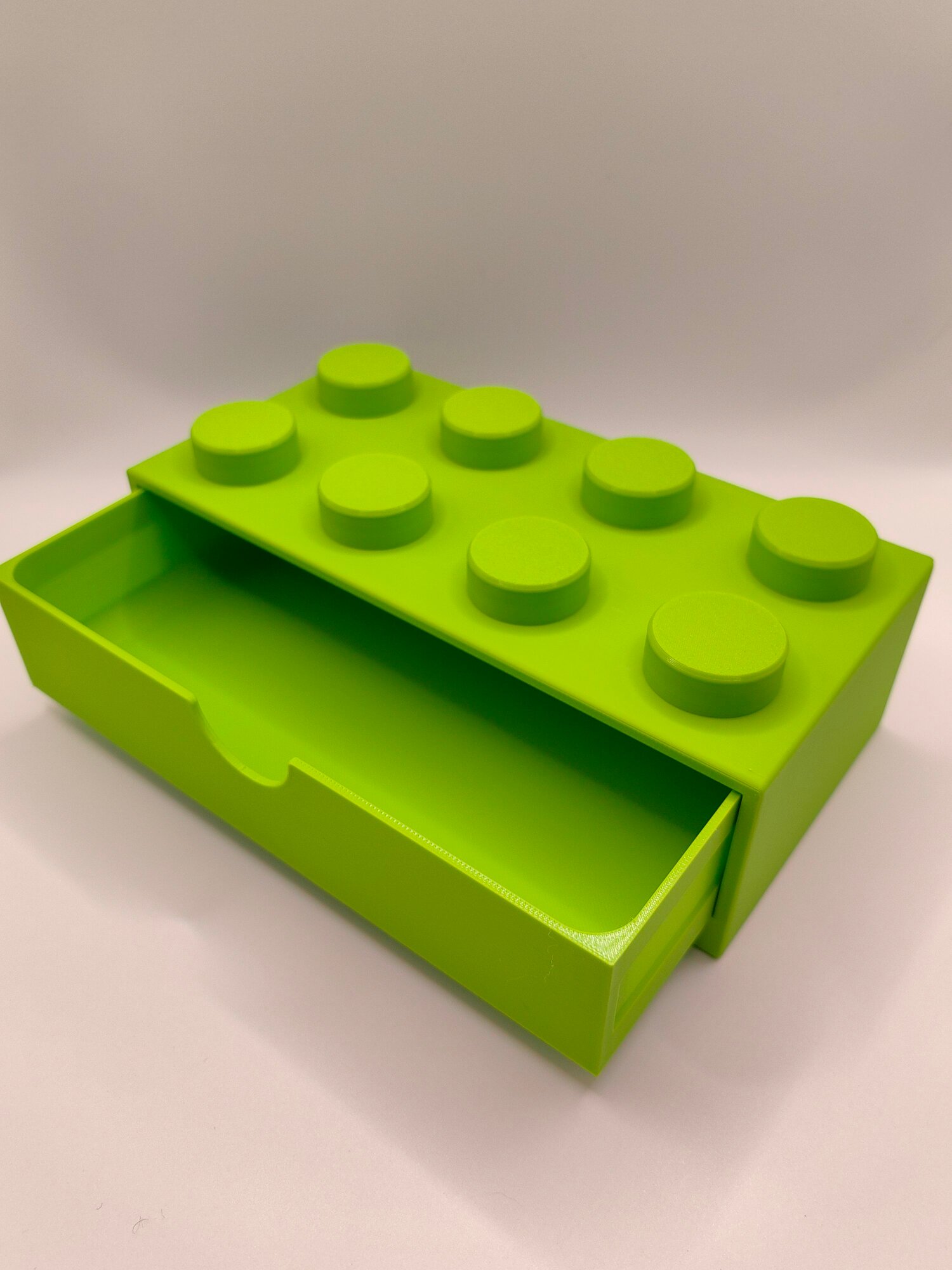 Ящик для хранения в стиле "Лего", 20х10х7 см, PLA/PETG пластик (оливковый)