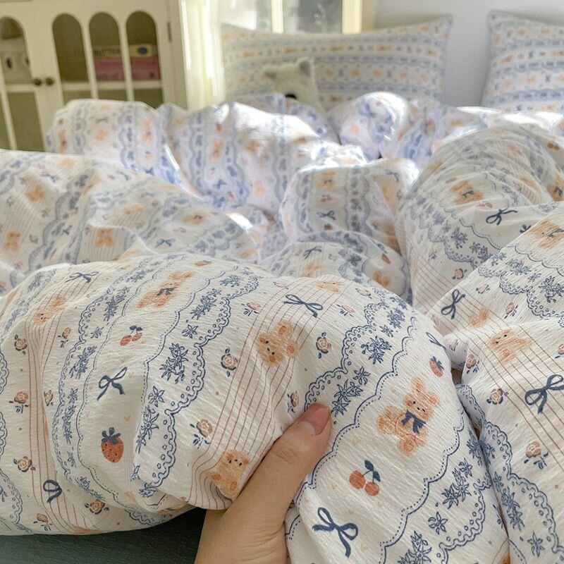 IKEA Пододеяльник 150x200 см хлопок, на молнии, синий цветы
