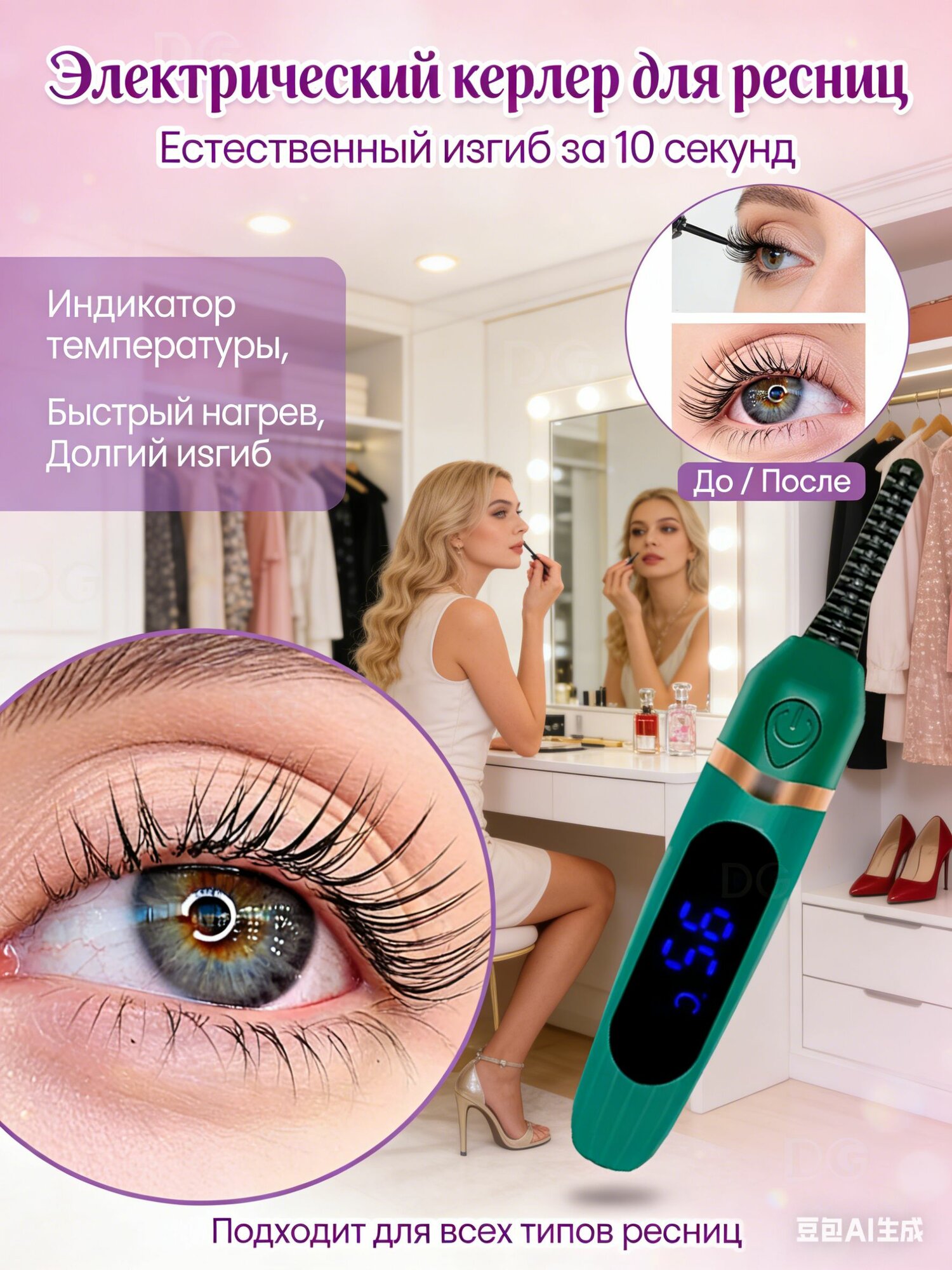 Электрический керлер для ресниц с дисплеем температуры, завивка без повреждений для чувствительных глаз