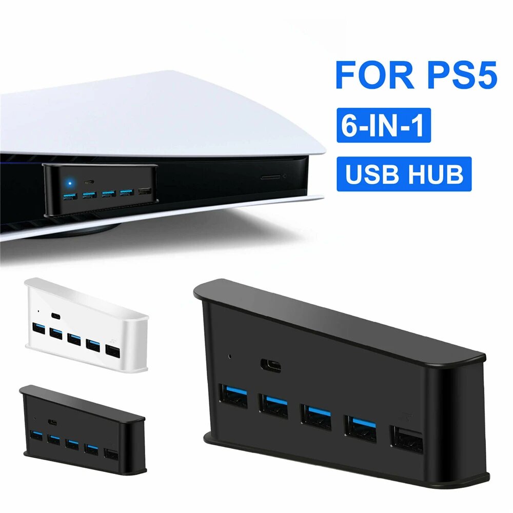 USB-концентратор FARAJIAJ черный для PS5 PS4 Pro, 5 портов