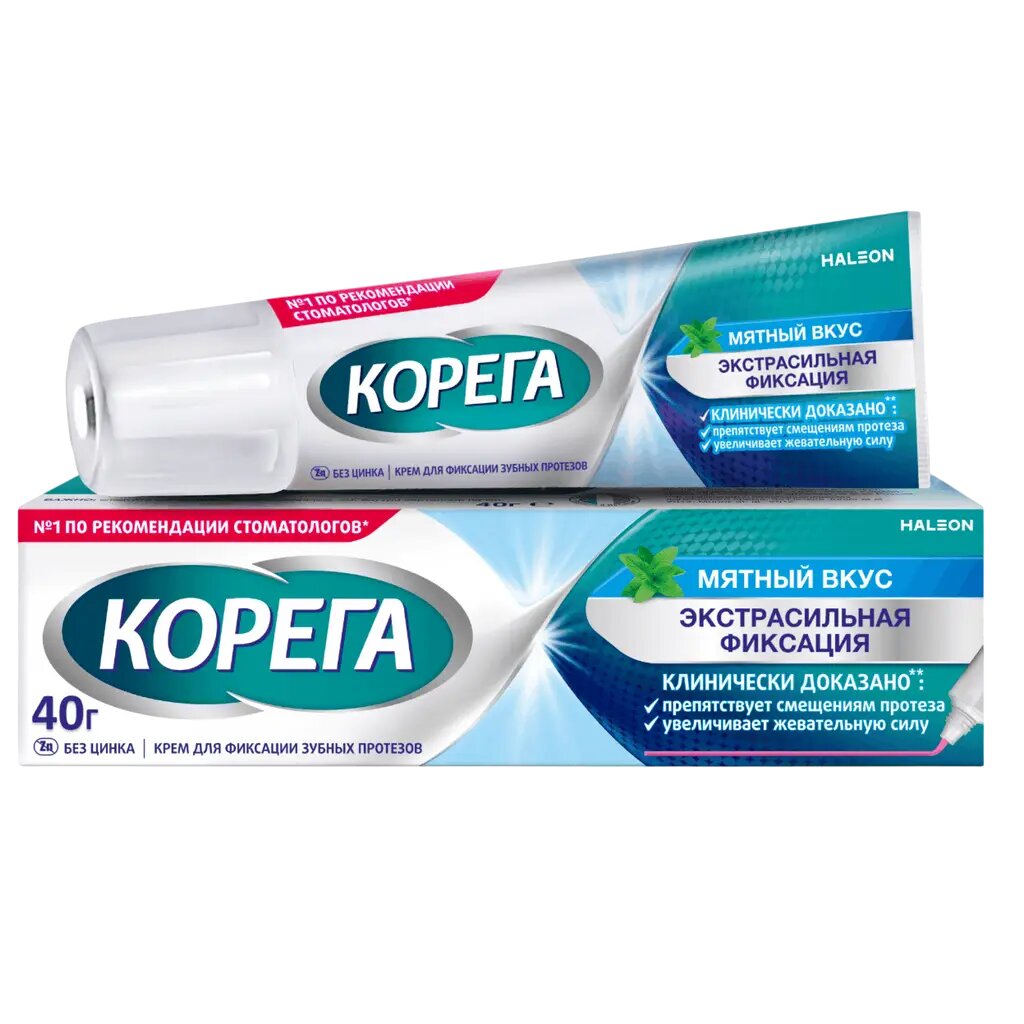 Корега крем для фиксации зубных протезов мятный вкус 40 мл 1 шт