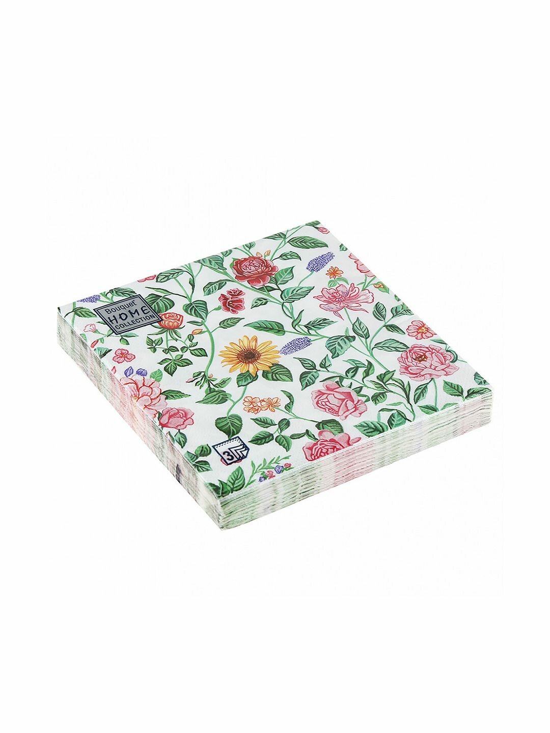 Салфетки бумажные трехслойные "Art Bouquet Home Collection" Цветочный калейдоскоп, 33х33 см, в пачке 20 штук