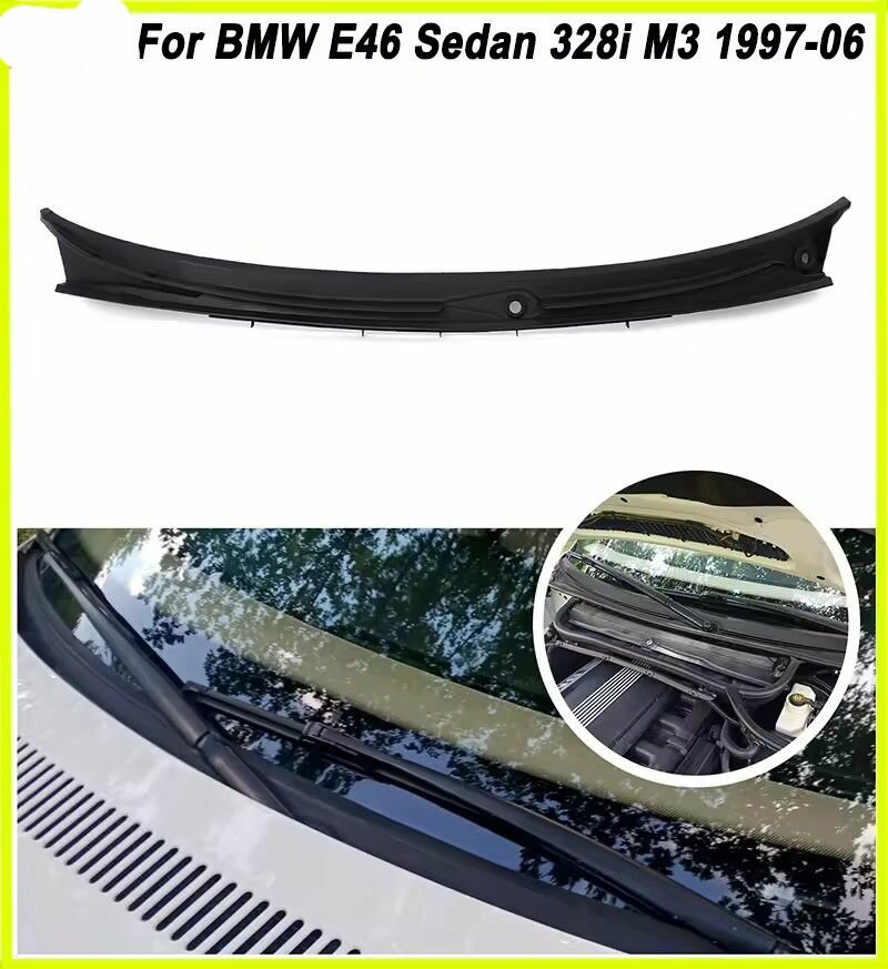Панель кожуха переднего стеклоочистителя для BMW E46 M3 323i 328i 4DR 1997-2006, черная, из ABS, для леворульных
